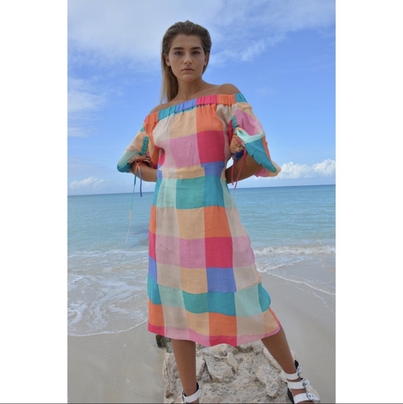 Paper London | Dresses | Paper London Off The Shoulder Midi Linen Dress ...